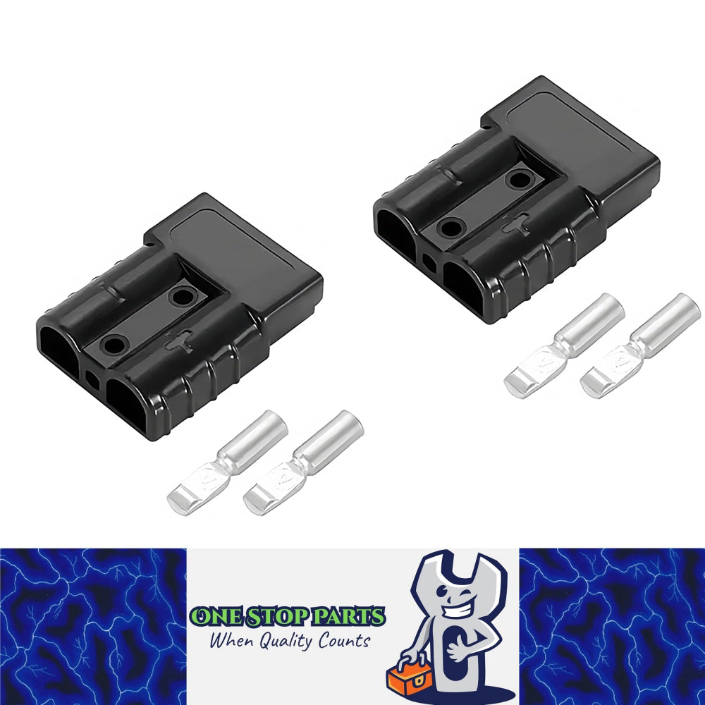 2 x 120A Black Anderson Socket Plug 2 Pin 120Amp Connector RV Truck Wi ...
