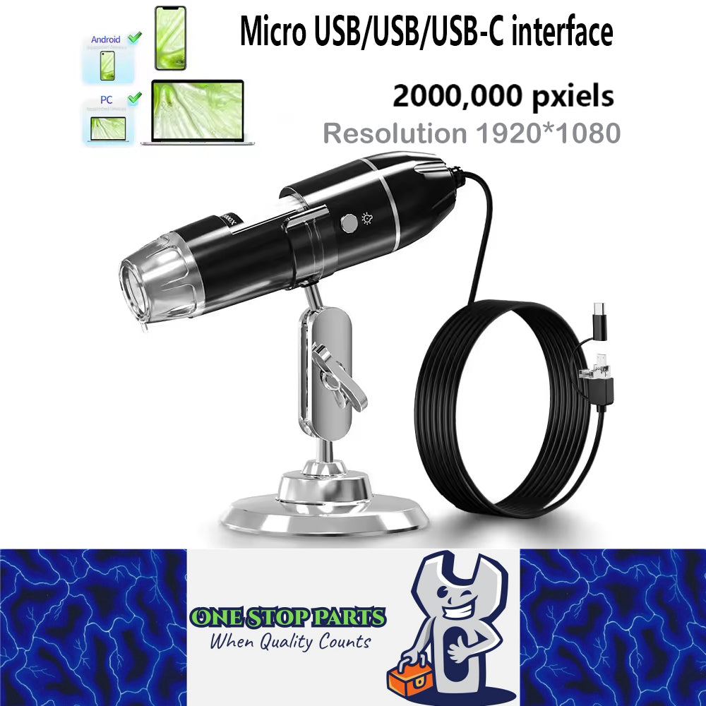 1600X Digital Microscope Pixel 1920*1080 LED Magnifier 3 in 1 Port for ...
