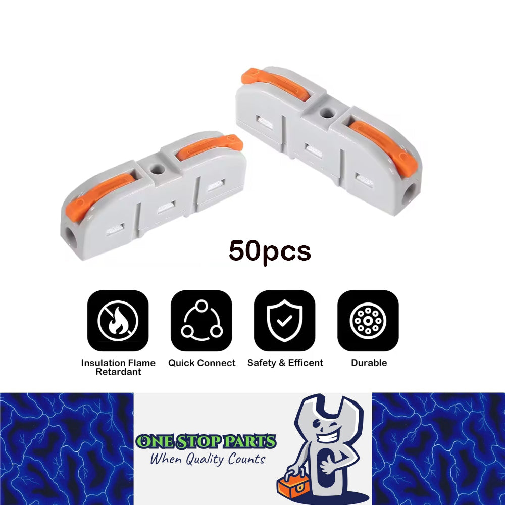 50 x Lever Nut Wire Connectors 1 to 1 Inline Wire Cable Connector Clam ...