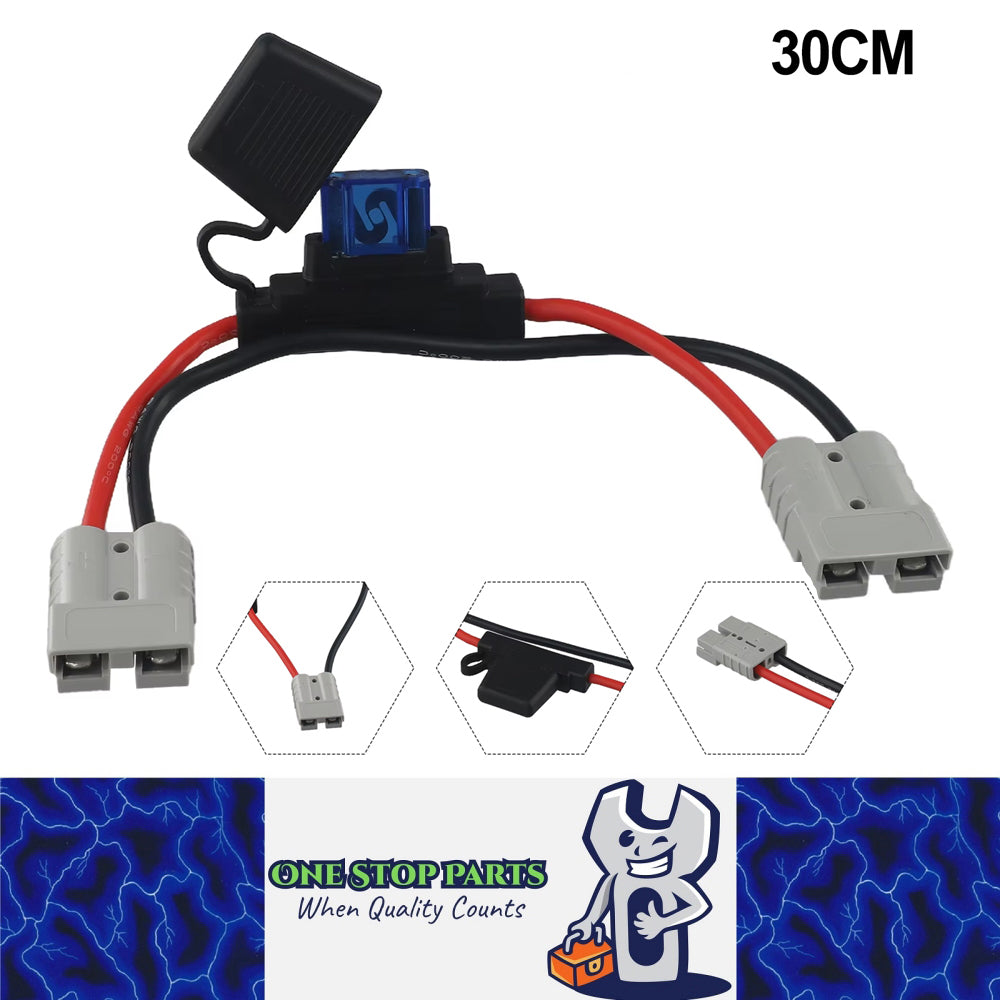 50Amp Anderson Plug to Anderson Plug with Inline Fuse 30cm Long Adapto ...