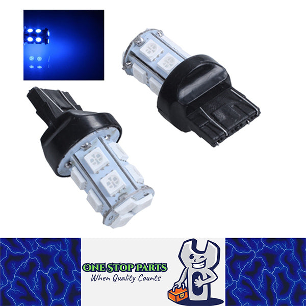 2 x 12V T20 BLUE LED 7443 7440 LIGHT GLOBE 13 SMD 5050 70/130LM TAIL S ...