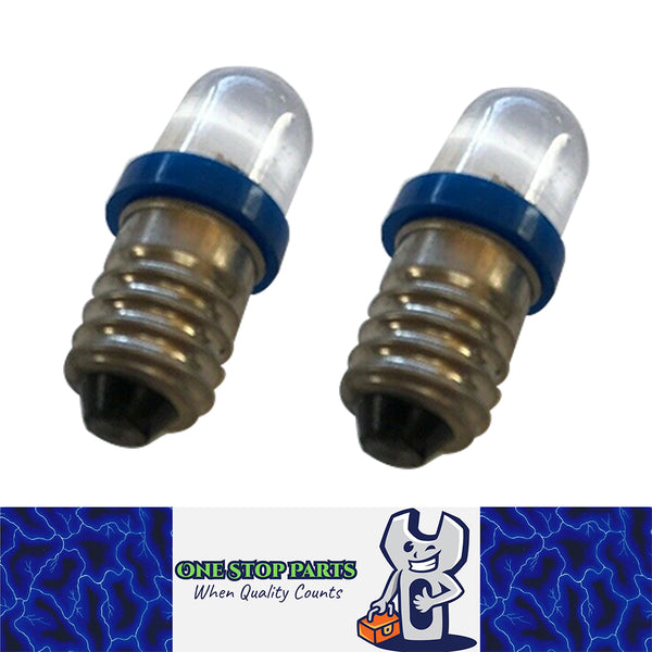 2 X 12V E10 BLUE DOME HEAD LED 15 DEGREE BEAM 50 LUMENS FOR DASH LIGHT ...