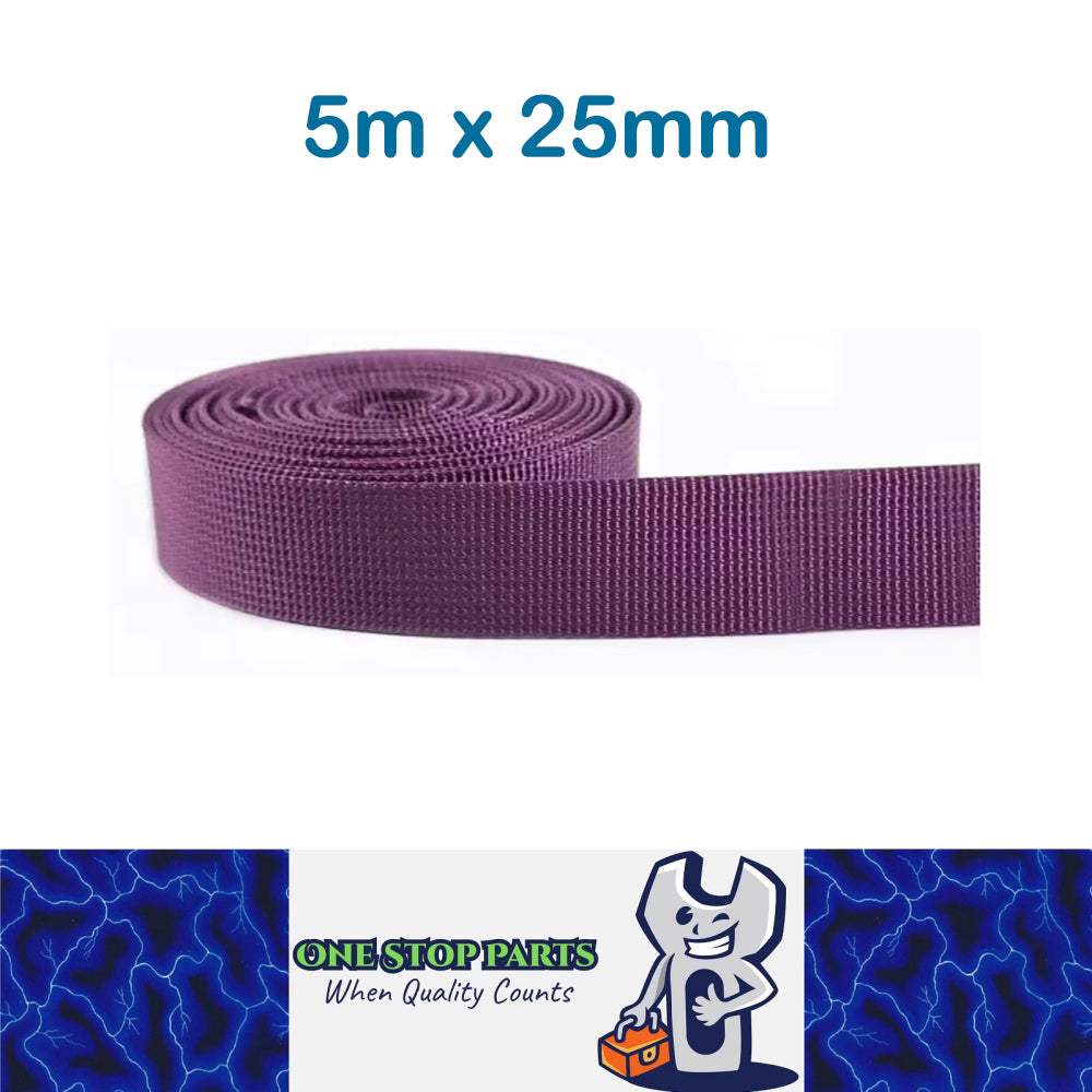 5m x 25mm Purple Nylon Webbing Strap Safety Belt Knapsack Bag Leash DI ...