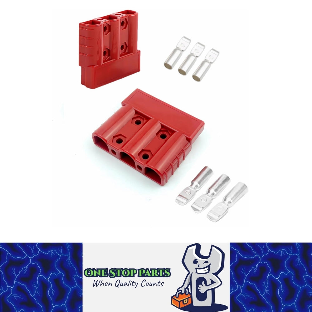 2 x 50A Red 3 Pin Style Anderson Style Sockets Plugs 50 Amp for Carava ...