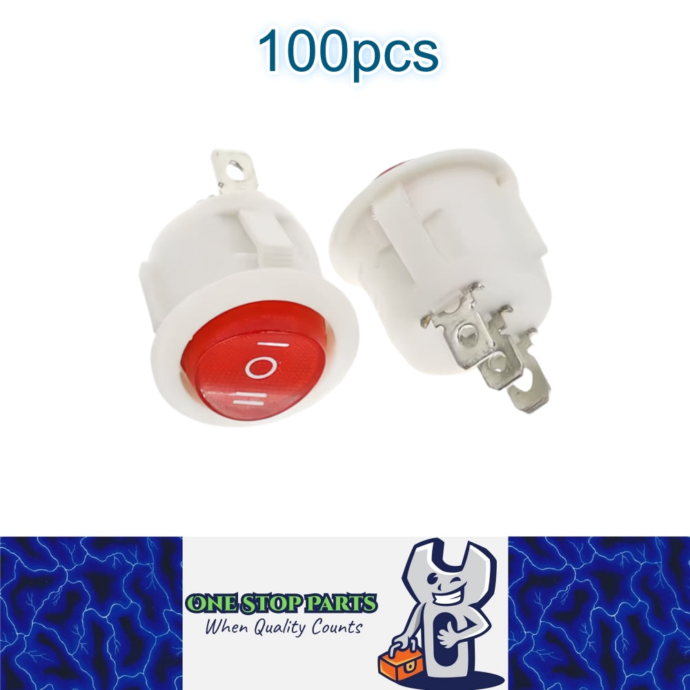100 x Round Rocker Switch Car Boat Dashboard 3 Pin ON/OFF/ON Power Swi ...